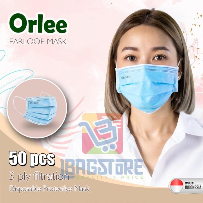 Jual Masker 3 ply putih White Orlee Medis 3ply Earloop isi 50pcs masker ...