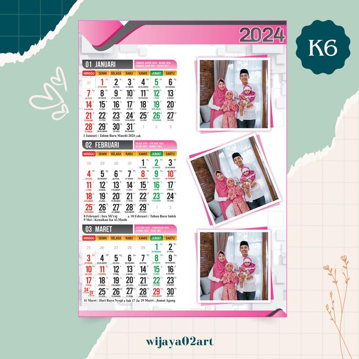 Jual Kalender Dinding 4 Halaman Custom Tahun 2024 Foto Sendiri ...