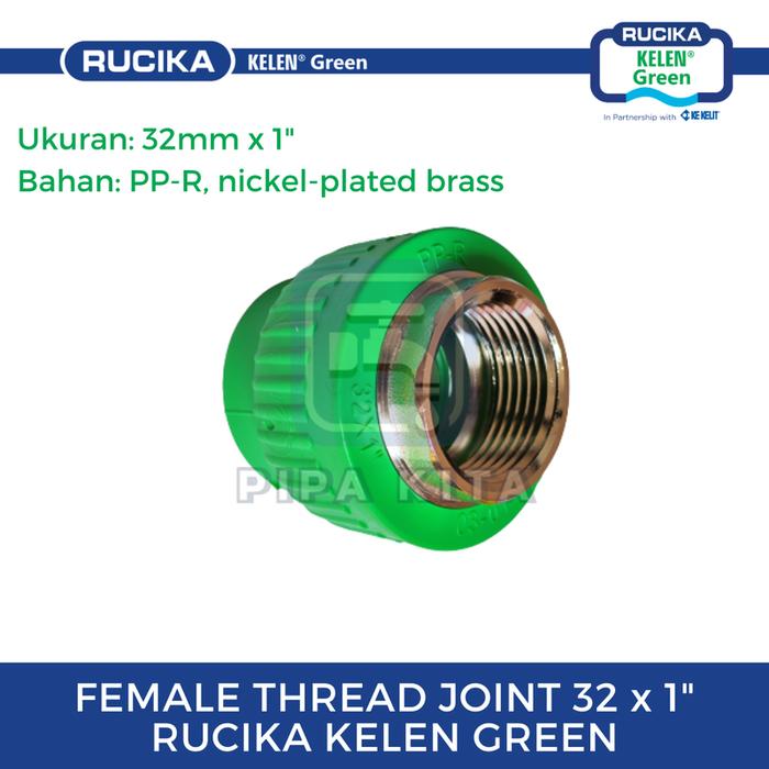Jual Female Thread JOINT 32 PPR RUCIKA GREEN Faucet Socket Drat Dalam 1 - Kota Surabaya - Pipa ...