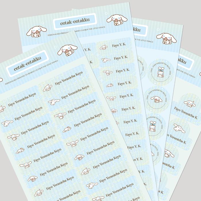 Jual CINNAMOROLL (COMBO PACK - 103 pcs, 4 ukuran) / LABEL & STIKER NAMA ...