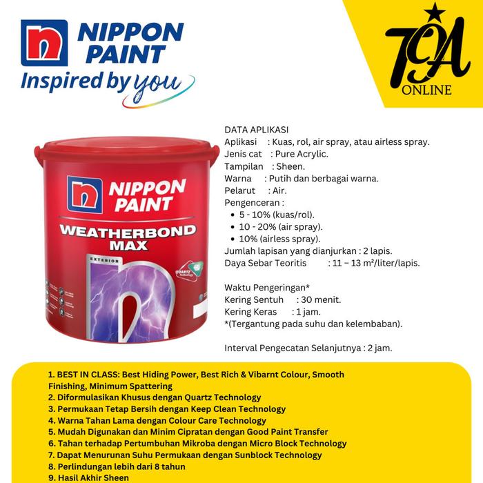 Jual JT-24 CAT TEMBOK EXTERIOR PREMIUM NIPPON PAINT WEATHERBOND MAX ...
