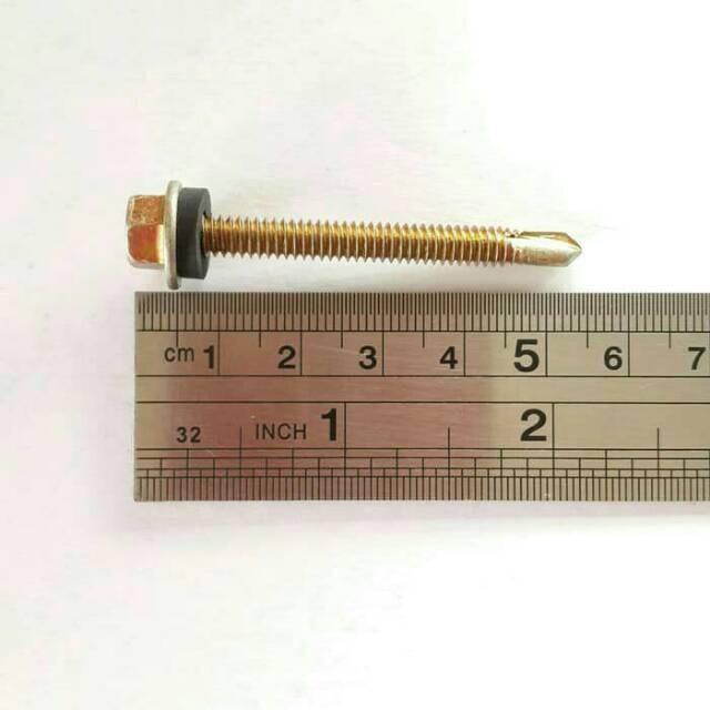 Jual Baut Roofing Skrup Baja Ringan Sekrup Atap Spandek 5cm 12x50mm ...