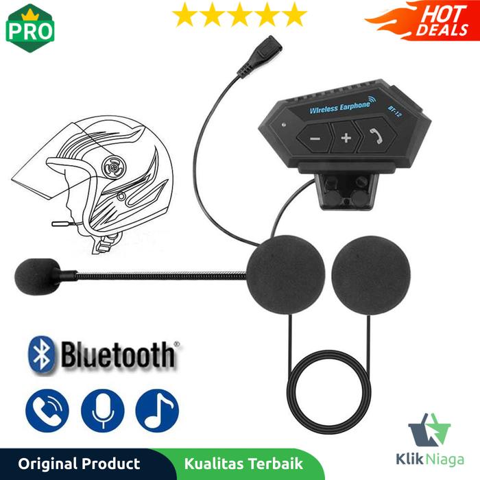 Jual Alat Intercom Headset Bluetooth Helm Motor Wireless - BT-12 ...
