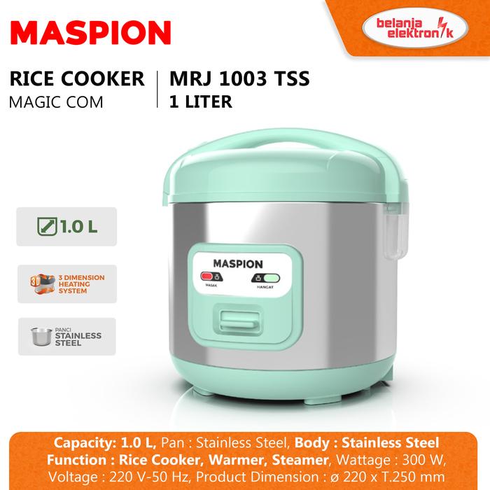 Jual MASPION Rice Cooker Magic Com 1 Liter MRJ 1003 TSS Stainless ...