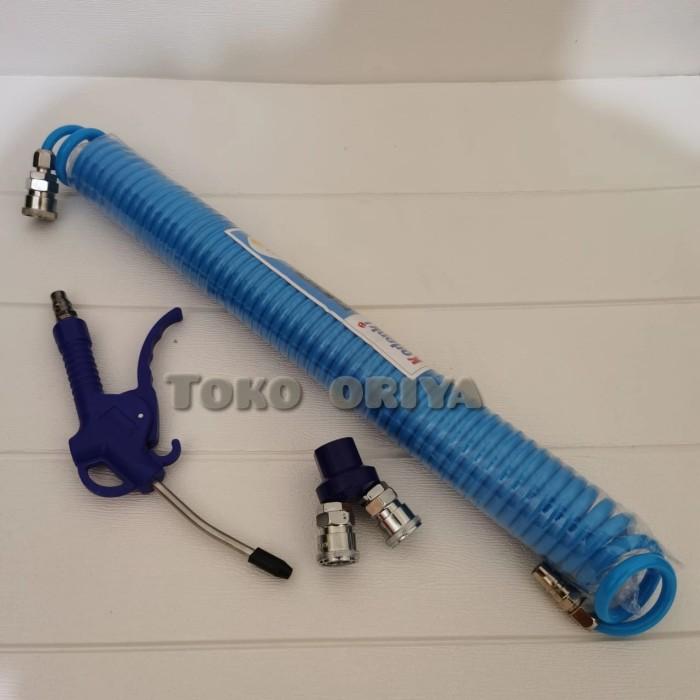 Jual paket selang angin spiral kompresor 12 m + coupler 2 way + air du ...