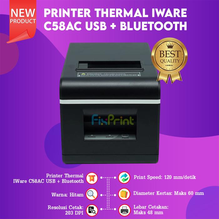 Promo Printer Thermal Kasir 58mm Auto Cutter Iware C58AC USB Bluetooth ...