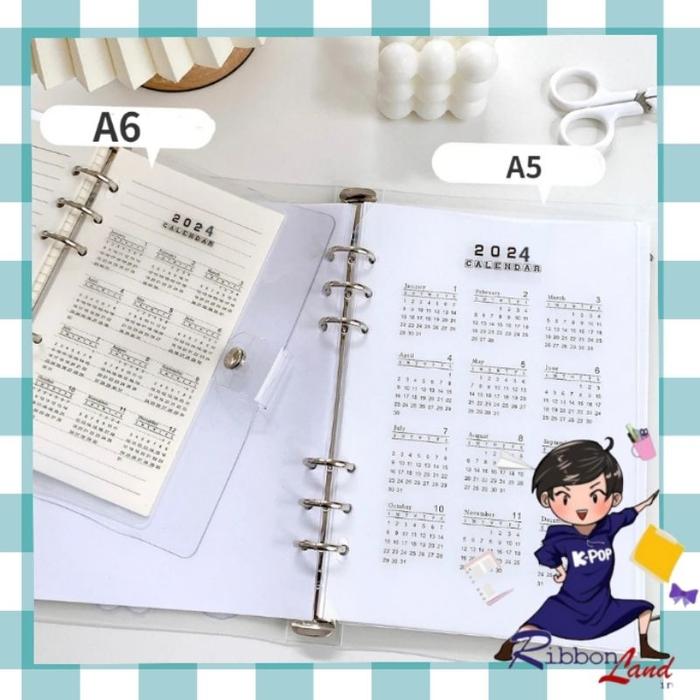 Jual (Tahun 2024)A5 A6 Binder 6 Lubang Kalender Tahun 2024 - Kota ...
