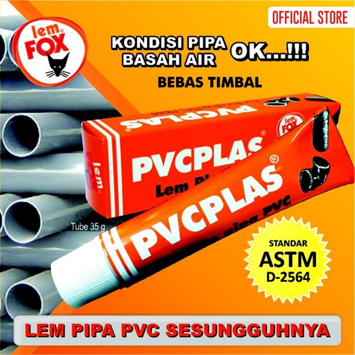 Jual Pvcplas Tube 35 Gram Lem Pvc Lem Pipa Fitting PVC Lem Fox Pvcplas ...
