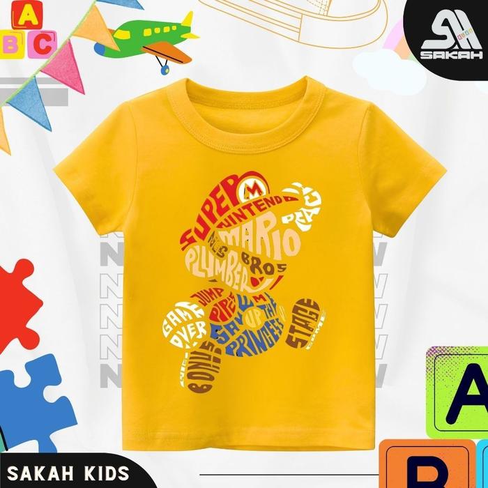 Jual Ryusan Baju Kaos Anak Custom Nama Combed 30s Gambar MARIO BROS ...