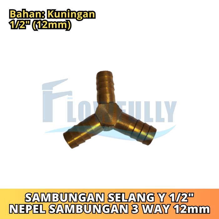 Jual NEPEL SAMBUNG Y 1/2 INCH KUNINGAN SAMBUNGAN SELANG 3 WAY Y ...