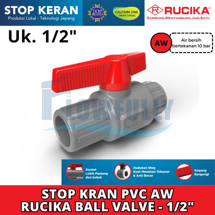 Jual STOP KERAN PVC 1/2 INCH RUCIKA BALL VALVE DN 16 MM STOP KRAN POLOS ...