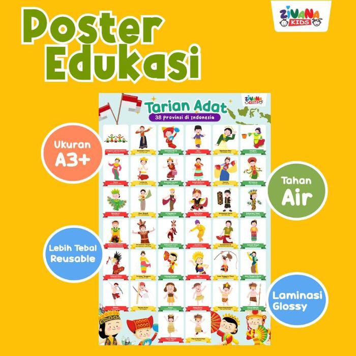 Jual Zivana Kids - Poster Edukasi Anak Mengenal Tarian Adat di ...