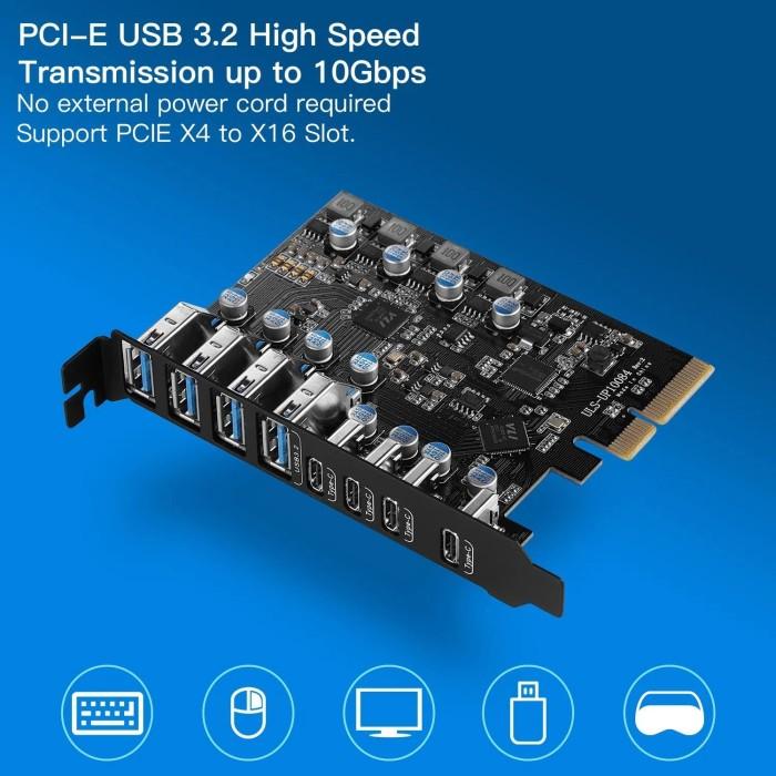 Jual High-speed 20Gbps PCIE X4 to USB 3.2 Expansion Card for Desktop ...