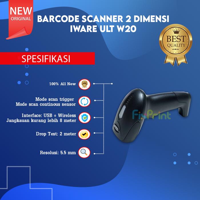 Jual Scanner Barcode Wireless 2D Laser IWARE ULT W20 Android - Kota ...