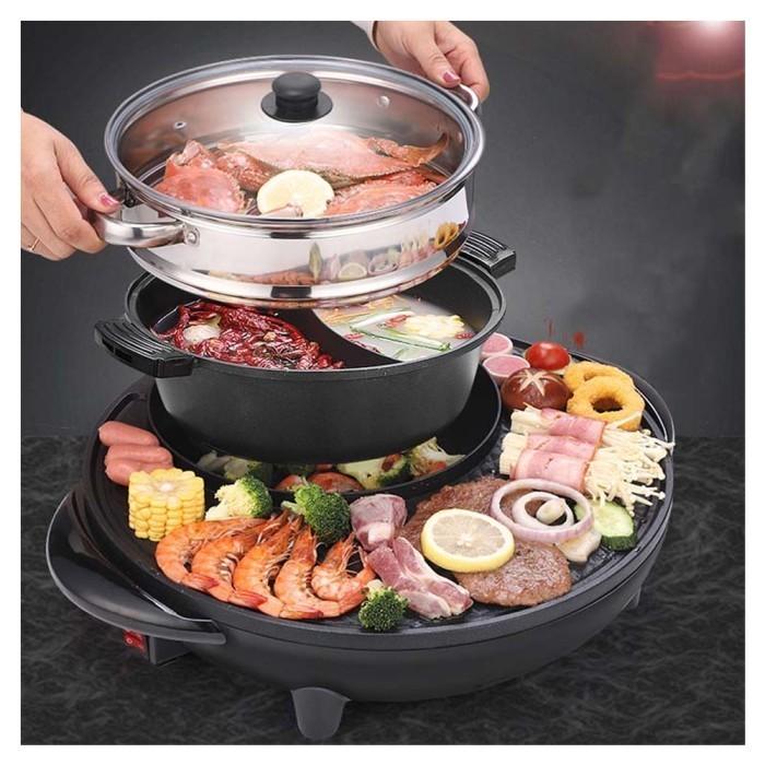 Jual Panci Elektrik 2in1 Bbq Grill Hotpot Sukiyaki Shabu Steam Electric ...