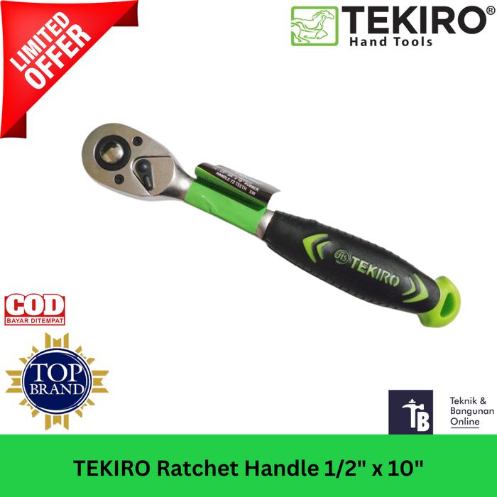 Jual TEKIRO Ratchet Handle ukuran 1/2" x 10" Hitam Hijau Full besi ...