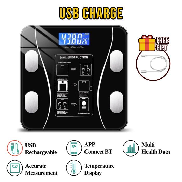 Jual New 12 In 1 Smart Weighing Scale Fat Weigh Weight Scale ...