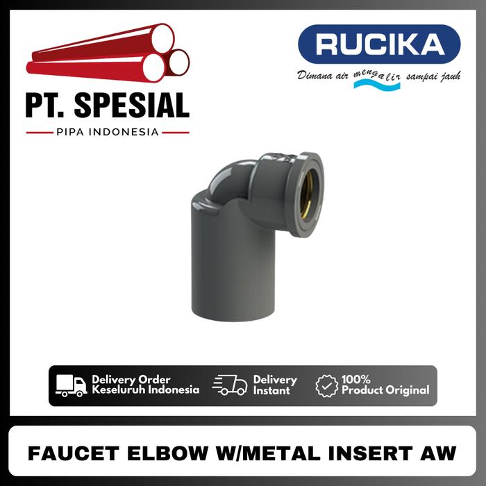 Jual Knee Drat Dalam Kuningan PVC AW Rucika /Faucet Elbow With Metal PVC-02 - 1/2 Inch - Jakarta ...