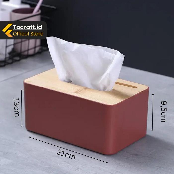 Jual TCID Tempat Tisu Makan Tutup Kayu Kotak Tissue Meja - Coffee 21cm ...