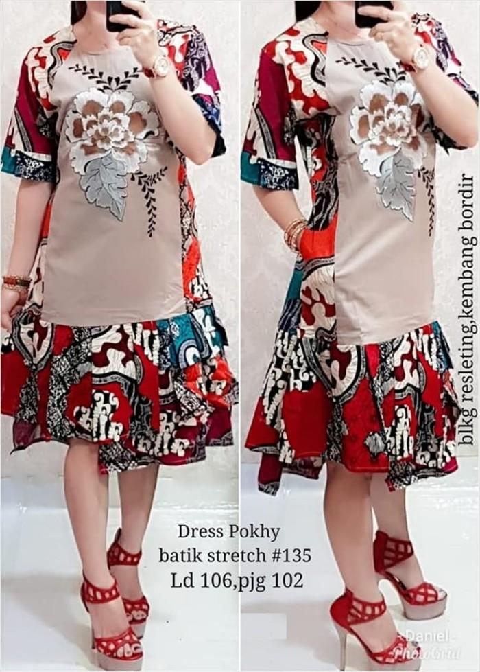 Jual Real Pict Poki Dress Batik Bordir - Dress Wanita - Dress Katun ...