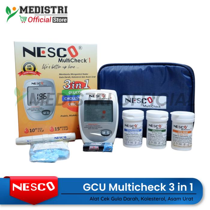 Jual Alat Nesco Multicheck GCU 3 in 1 Cek Gula Darah Uric Acid Refill ...