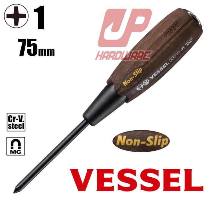 Jual Obeng Non Slip VESSEL Wood-Compo Tang-Thru Screwdriver - +1x75 ...