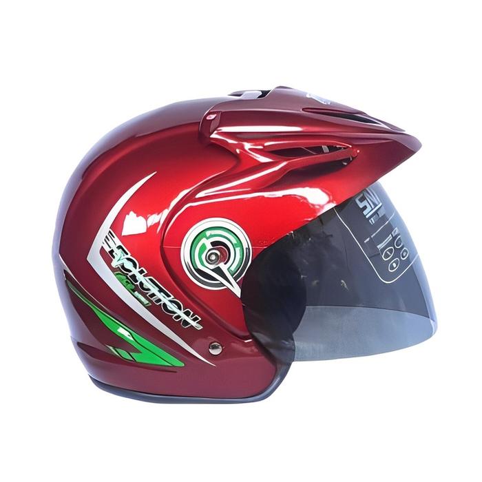 Jual Tmpd - Helm Sni Half Face Dewasa Pria Dan Wanita Polos Warna Merah ...