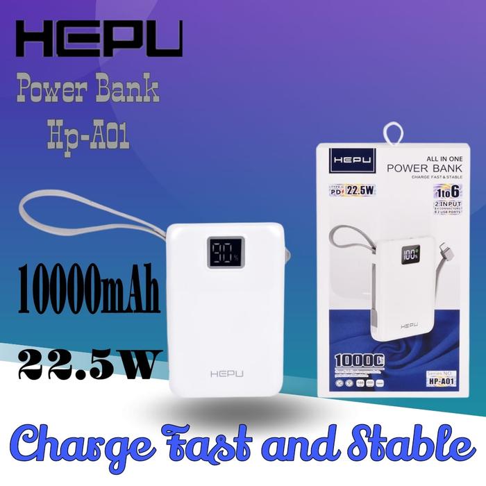 Promo HEPU All in One Power Bank HP-A01 10000mAh 22.5W ( 1 input/ 4 Output) - Jakarta Pusat ...