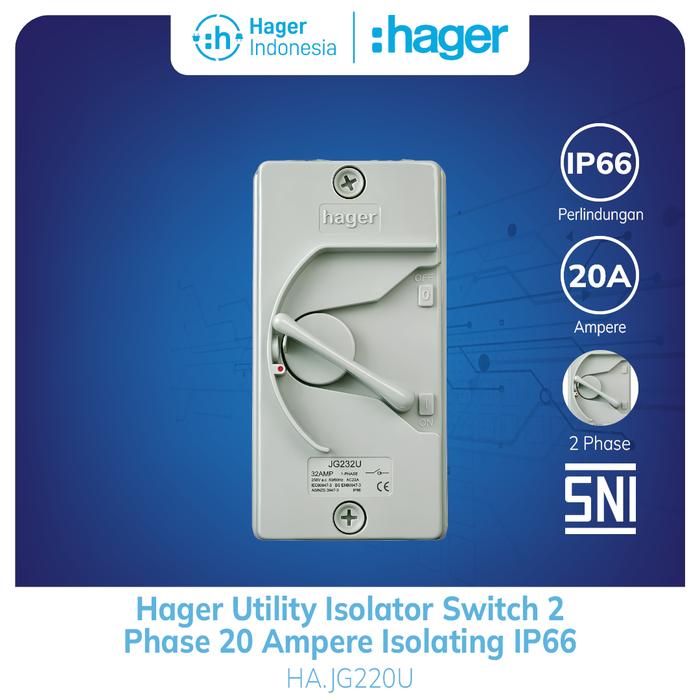Promo Hager Utility Isolator Switch 2 Phase 20 Ampere 2P 20A Isolating ...