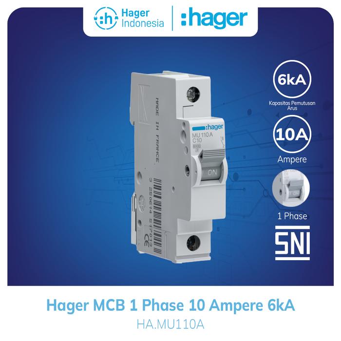 Promo Hager MCB 10a 10 Ampere 1P 1 Phase 6kA Mcb Listrik MU110A - Jakarta Barat - Hager ...