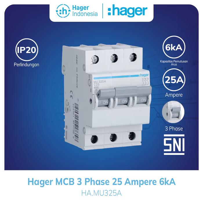Promo MCB Hager 3 Phase 3P 25a 25 Ampere 3 Pole 6kA MU325A - Jakarta Barat - Hager Indonesia ...