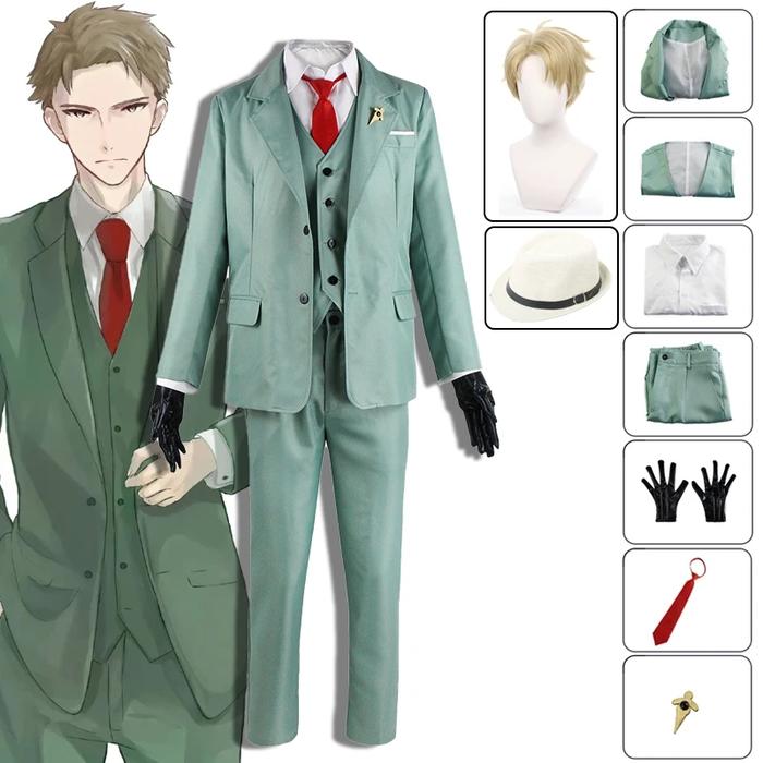 Jual Anime Spy Family Loid Forger Cosplay Costume Light Green Suit Wig ...