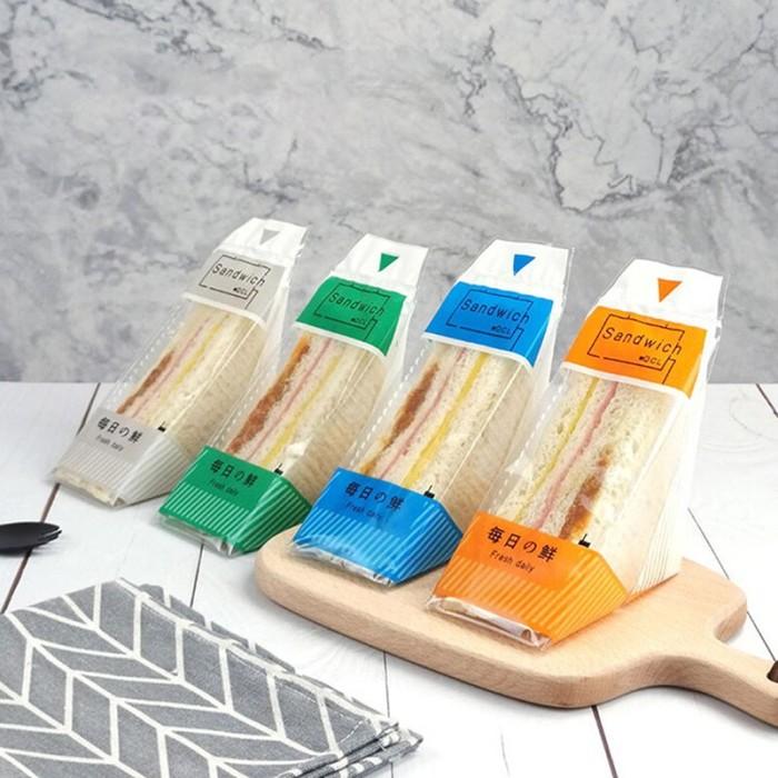 Jual 100pcs Kemasan Plastik Sandwich Segitiga Praktis Plastik Roti ...