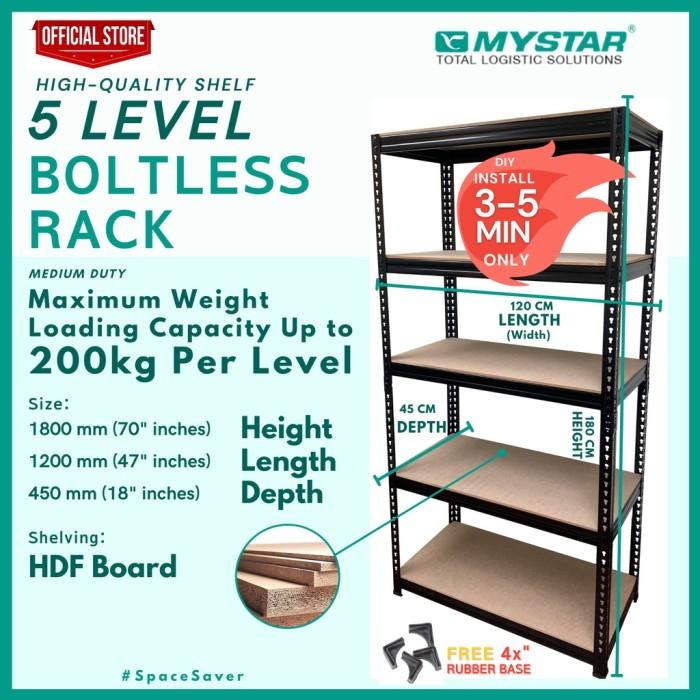 Jual MYSTAR Boltless Rack HDF 45x120x180cm 5 susun | Rak Besi Serbaguna ...
