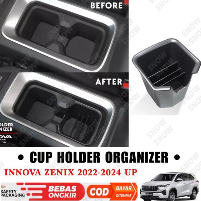 Jual NEW! Cup Holder Organizer Mobil Innova Zenix 2022 2024 2025 Hitam ...