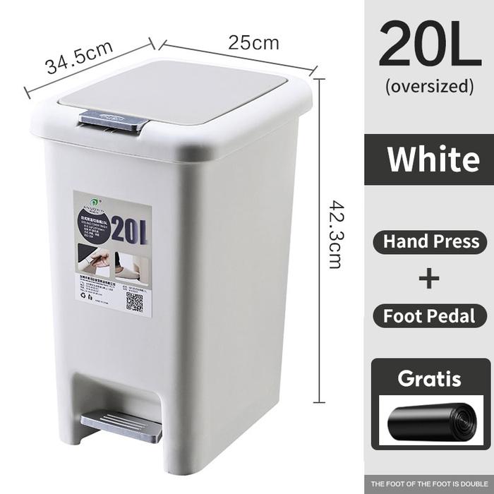 Jual Tempat Sampah Injak 8L /10L/15L/20L Tong Sampah Plastik Tertutup Trash Bin Kotak Sampah ...