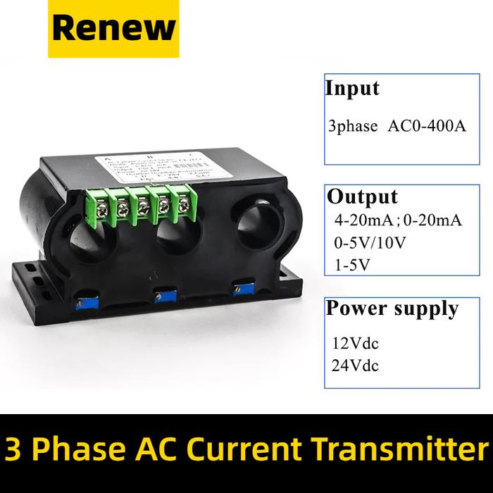 Jual Three Phase Current Transmitter AC0-250A Input 4-20mA 0-20mA 0-5V ...