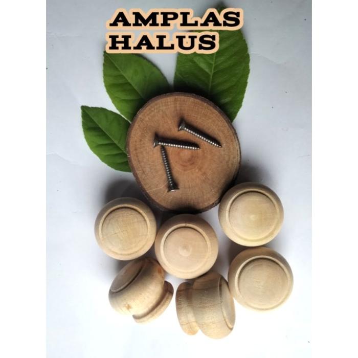 Jual +Baut Knop kayu jati 3 x 2.5 cm Pegangan kayu Tarikan laci Knob ...