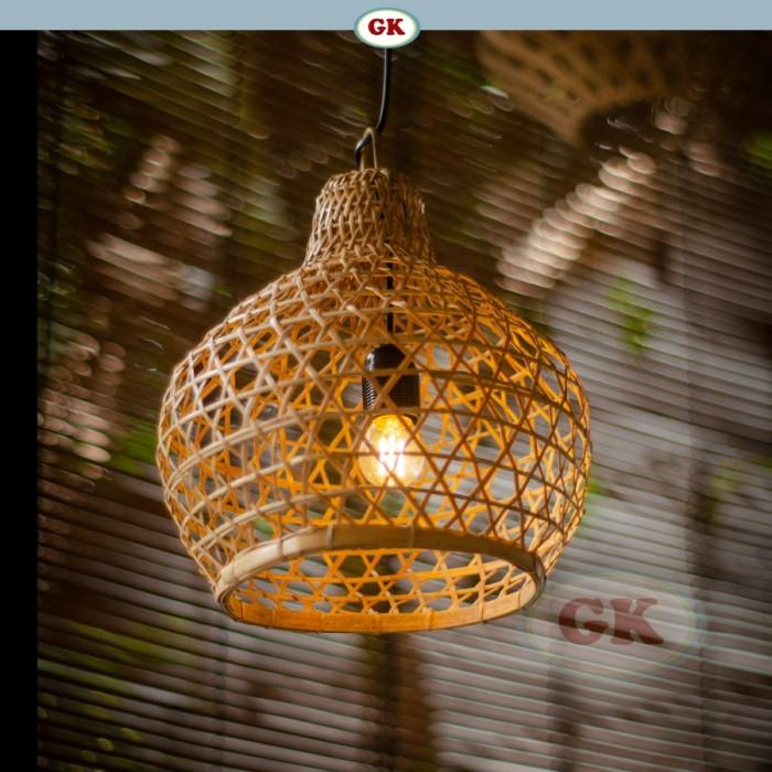 Jual Kap Lampu gantung Bambu / Lampu dekorasi bambu BT04 d30 - Kab ...