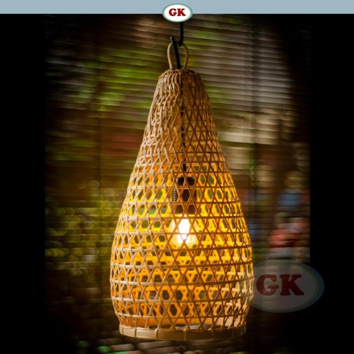 Jual Kap Lampu gantung Bambu / Lampu dekorasi bambu BT01 d20 - Kab ...