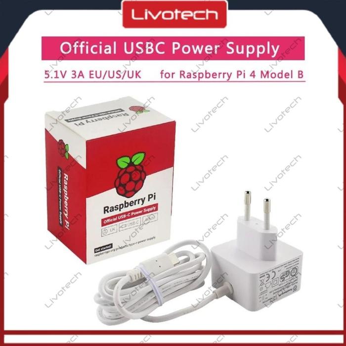 Jual ADAPTOR ORIGINAL RASBERRY PI 4 ADAPTER 5.1V 15.3W OFFICIAL USB ...