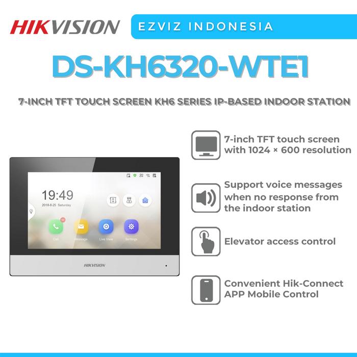 Jual HIKVISION DS-KH6320-WTE1 7INCH TFT TOUCHSCREEN IP-BASED INDOOR STATION - Jakarta Utara ...
