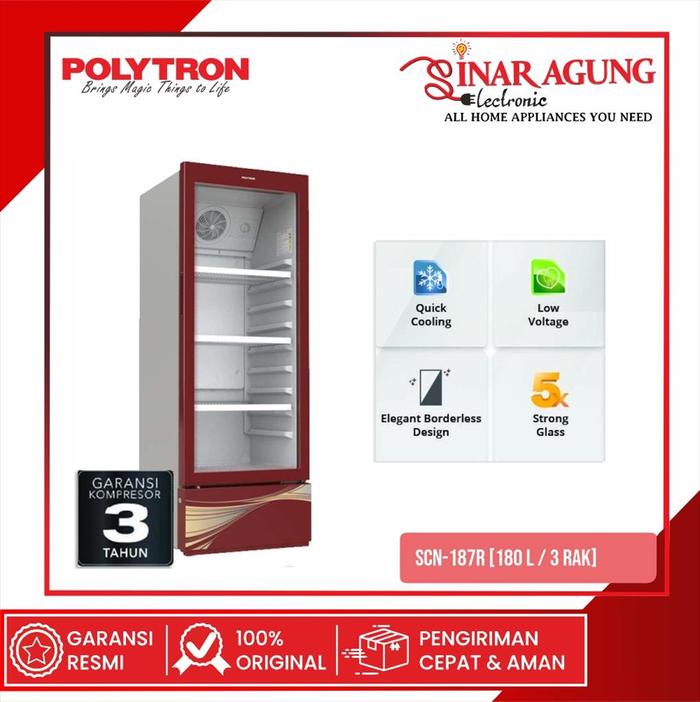 Jual POLYTRON SHOWCASE SCN187R SCN-187R [180 L / 3 RAK] - RED 100% ORI ...