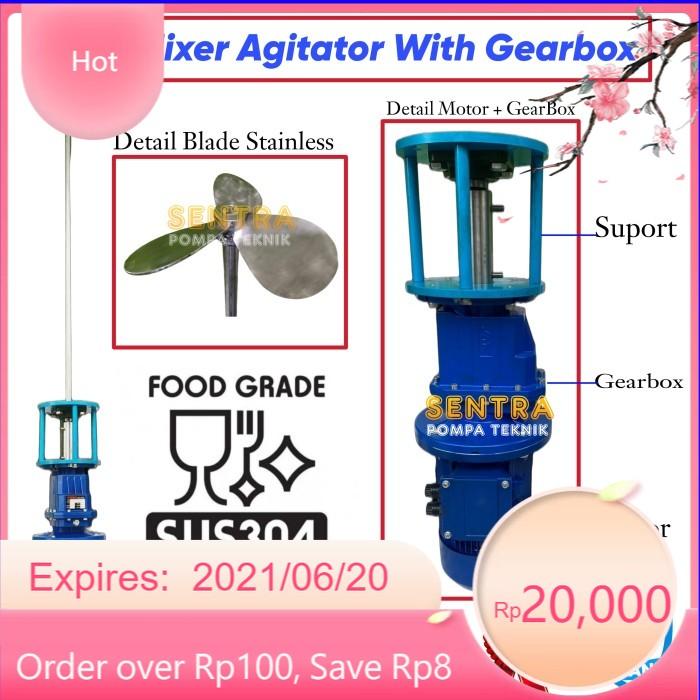 Jual Agitator Mixer Kimia SS304 1,1KW 1,5HP 1Phase 4P With Gearbox ...