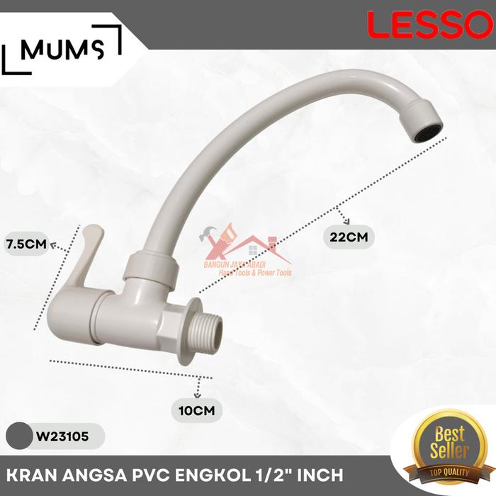 Jual Kran Angsa Tembok Engkol Pvc Lesso 1/2" Inch Keran Air Plastik ...