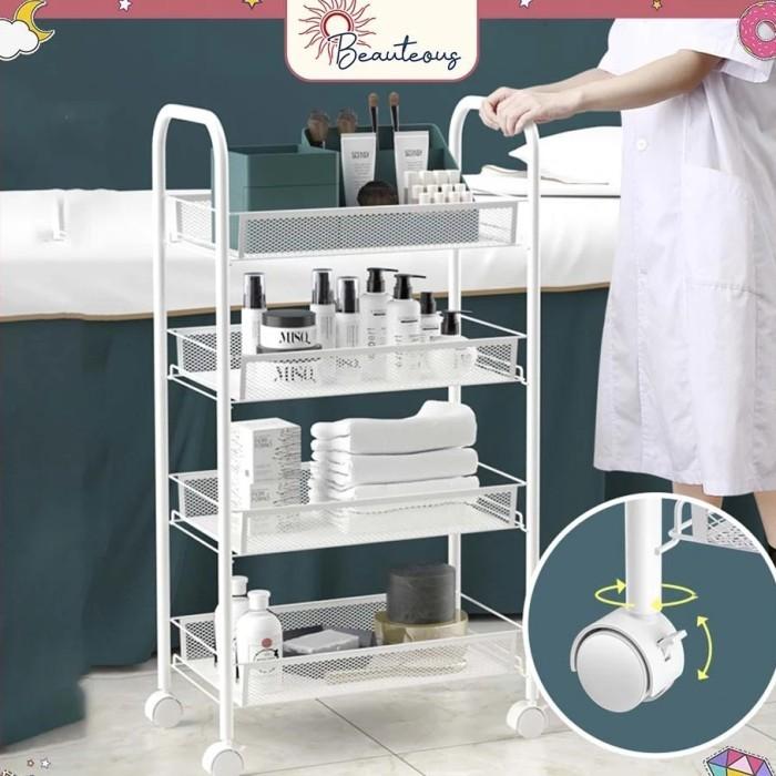 Jual trolley rak roda dorong tingkat 3 4 susun rangka kokoh besi ...