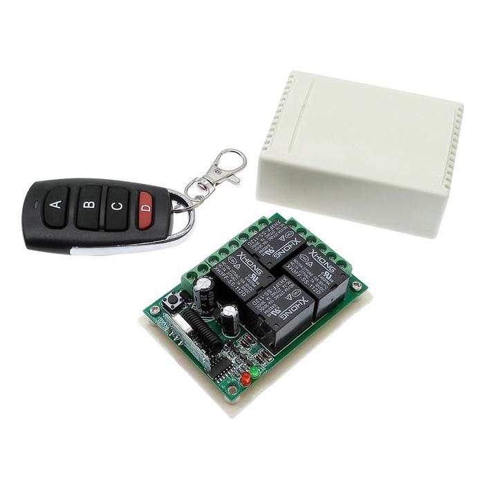 Jual 2 Way 4 Way Wireless Remote Control Switch 433MHZ DC 12V Relay ...
