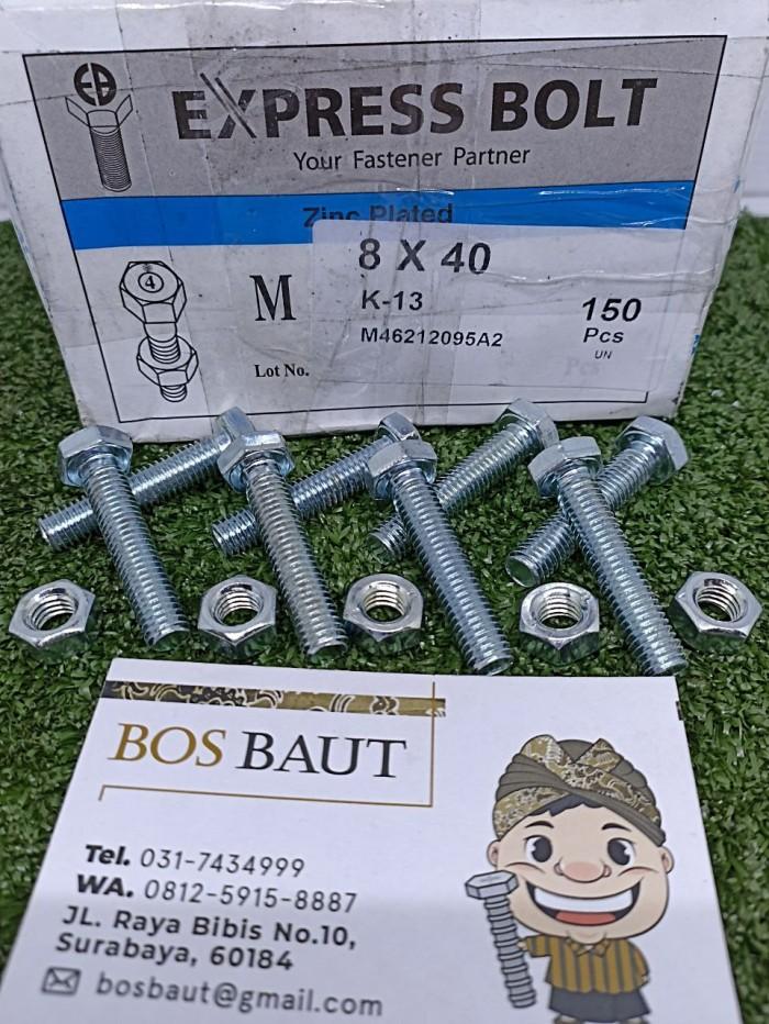 Jual Baut Mur Besi Baut Mur Hexagon Besi M8X40 Putih P1.2 (Kunci 13 ...