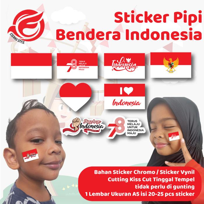 Jual Sticker Pipi Bendera - Tempelan Pipi Merah Putih - indonesia 17 ...