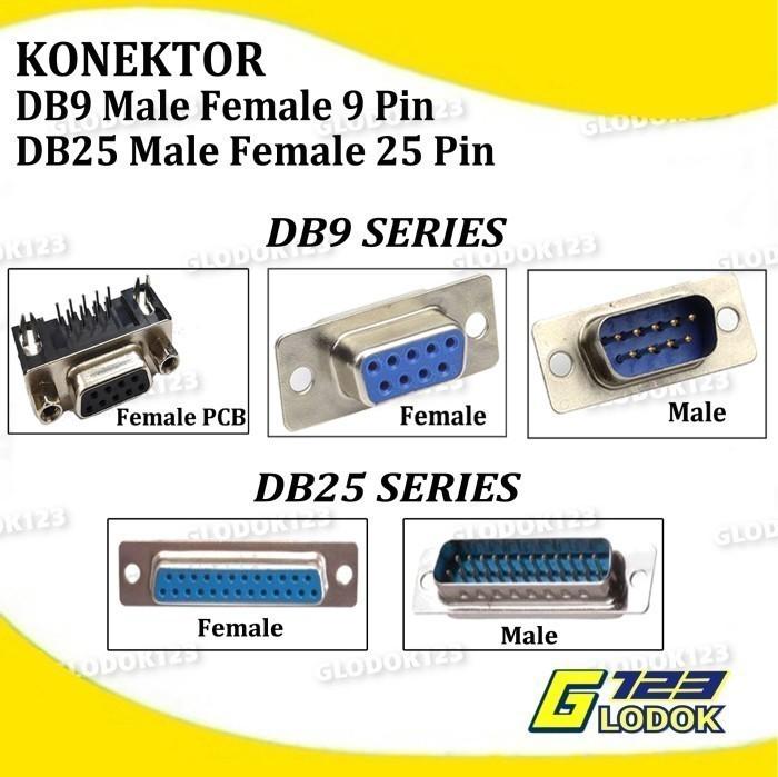 Jual Konektor DB9 DB 9 Connector Male Female Socket Adapter RS232 ...